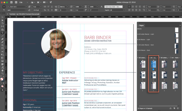 Adobe InDesign: I Can’t Edit an Adobe Stock CV Template! – Rocky ...