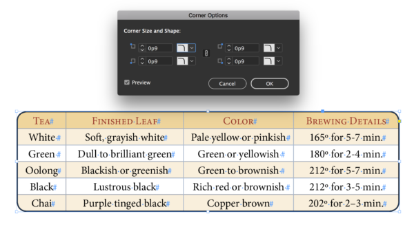 Adobe InDesign: How to Round the Corners of a Table – Rocky Mountain ...