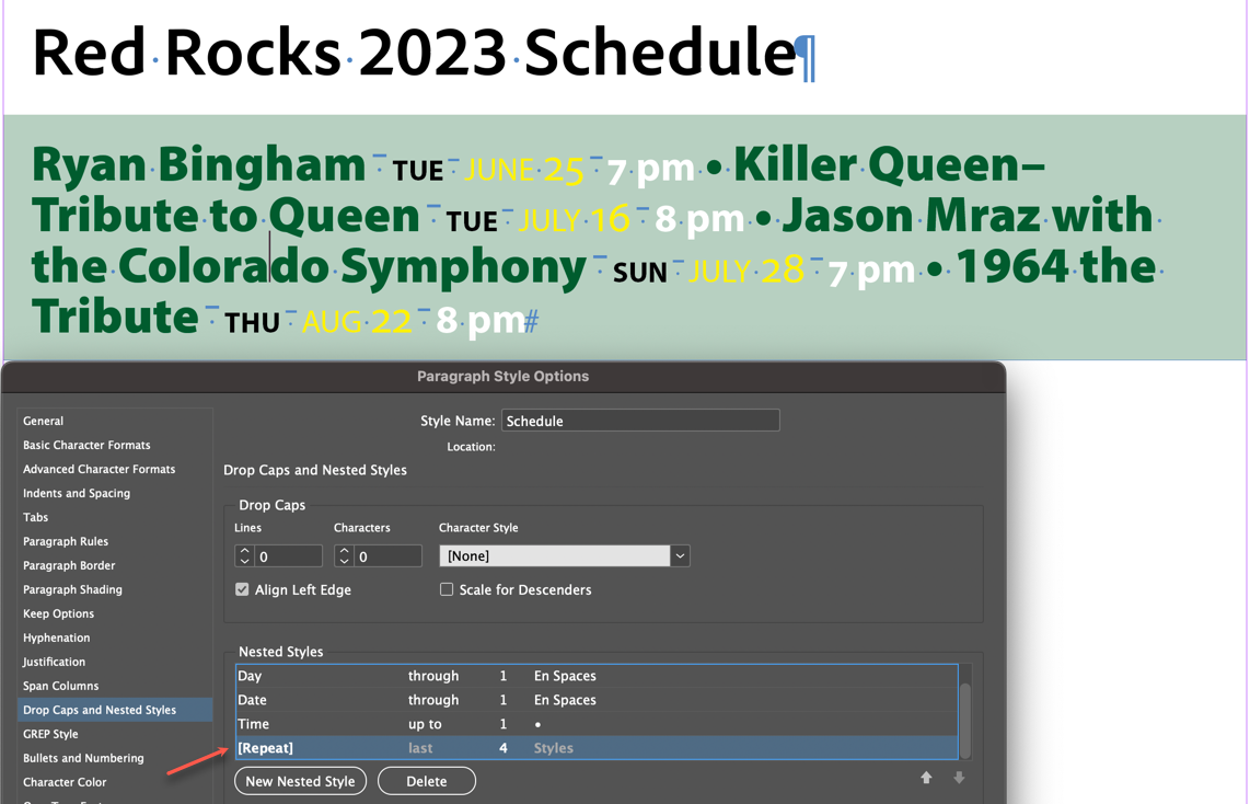 Adobe InDesign: Repeat nested styles – Rocky Mountain Training