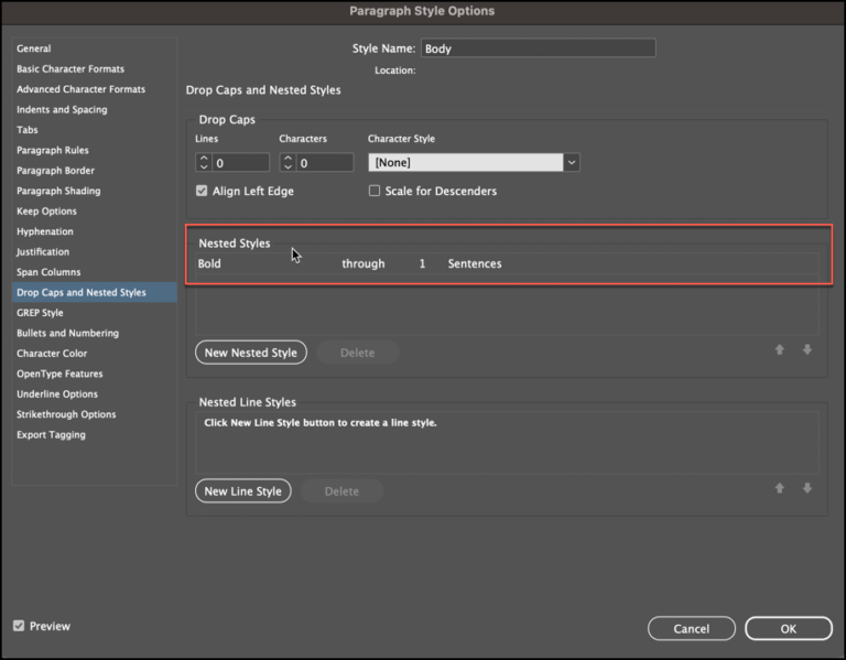 Adobe InDesign: Use nested styles to format run-in heads – Rocky ...