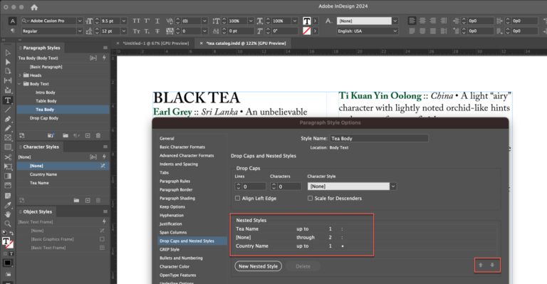Adobe InDesign: Multiple nested styles in one paragraph style – Rocky ...